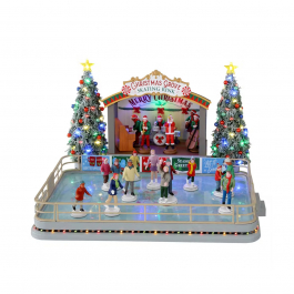 Pista di pattinaggio Christmas Grove Skating Rink animazione Lemax